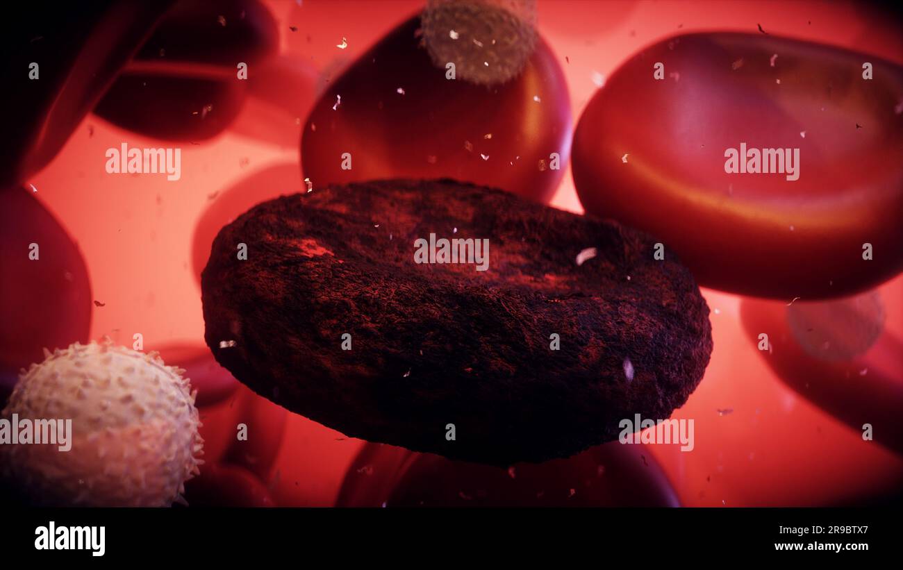 Blood cell inside human body. Nanomedecine concept. 3d rendering Stock ...