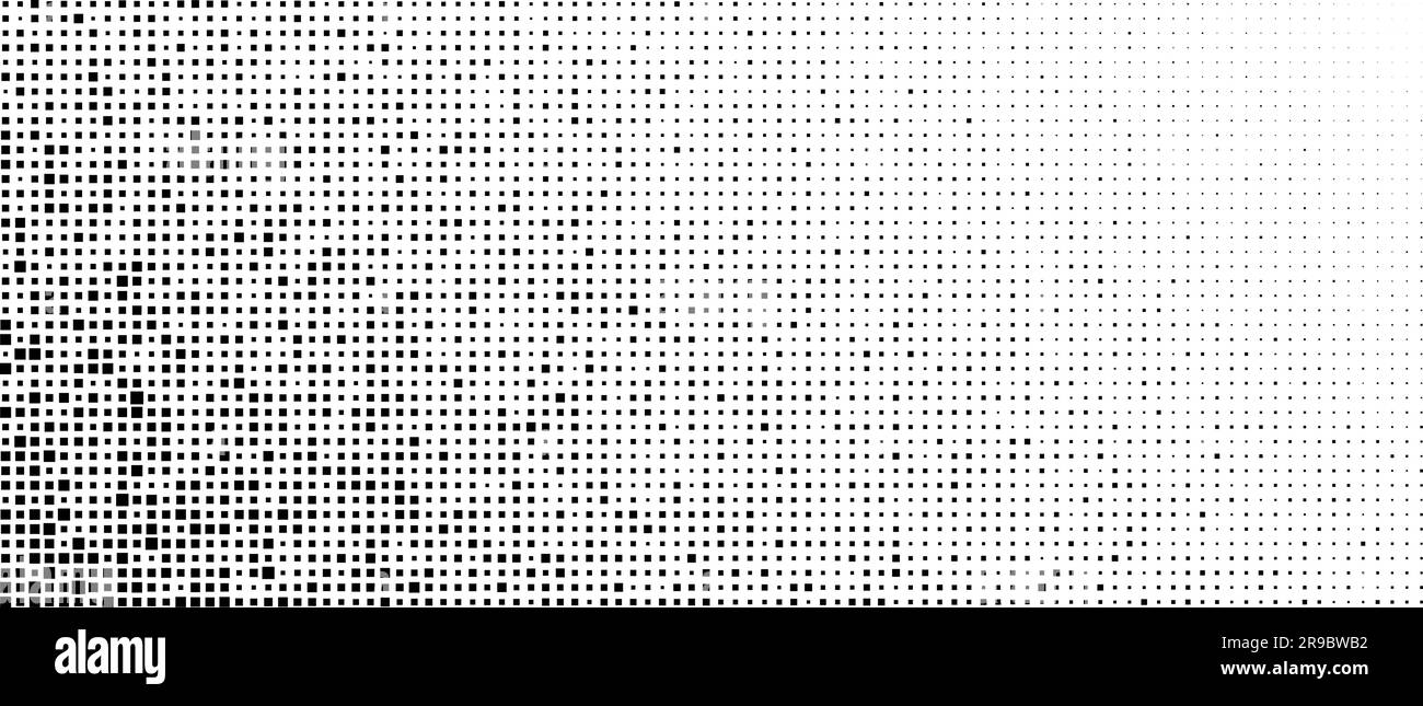 Halftone pixelated gradient background. Faded square particles texture. Dissolving grunge noise ...