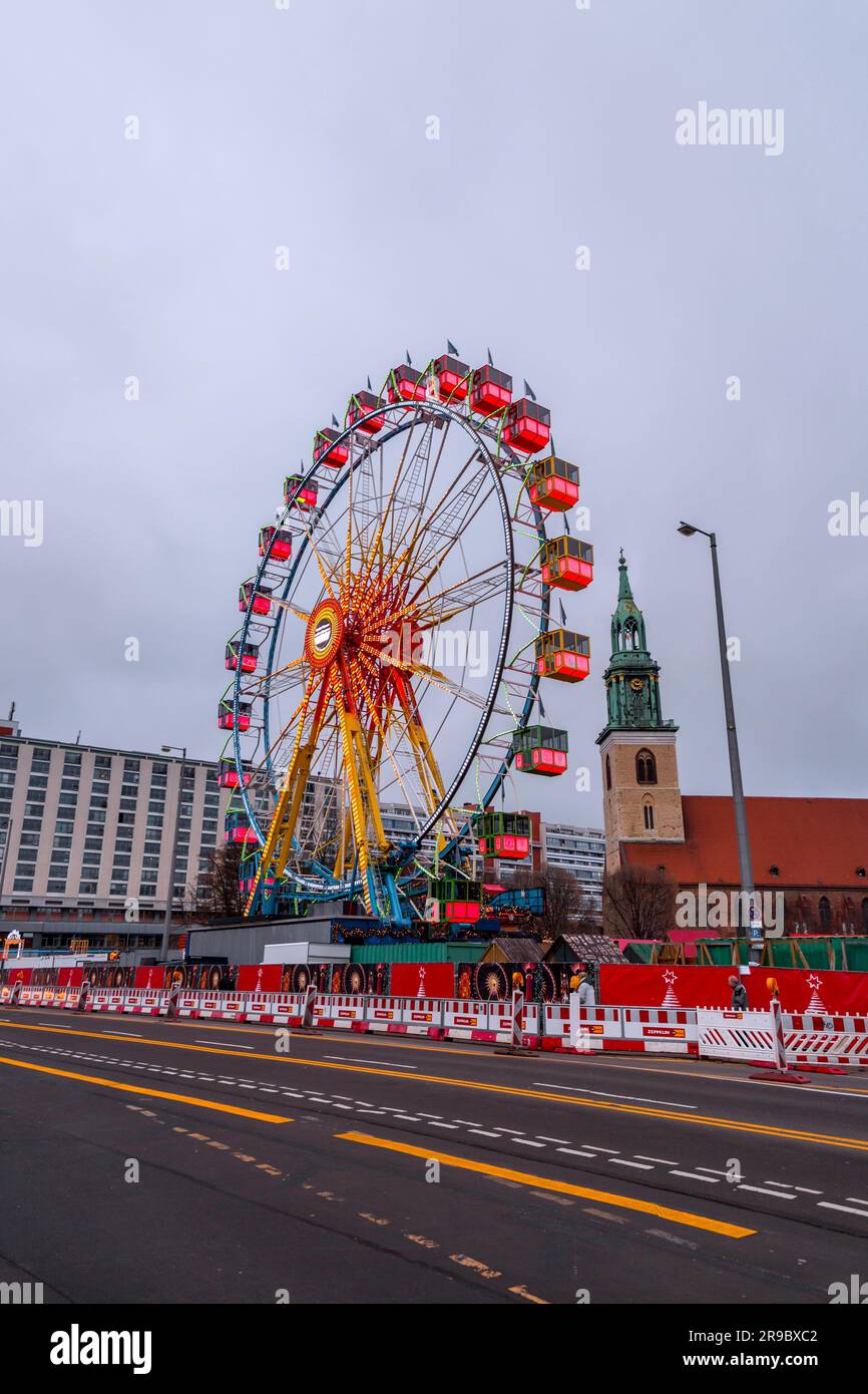 Berlin, Germany - DEC 21, 2021: Ferris wheel in Alexanderplatz ...