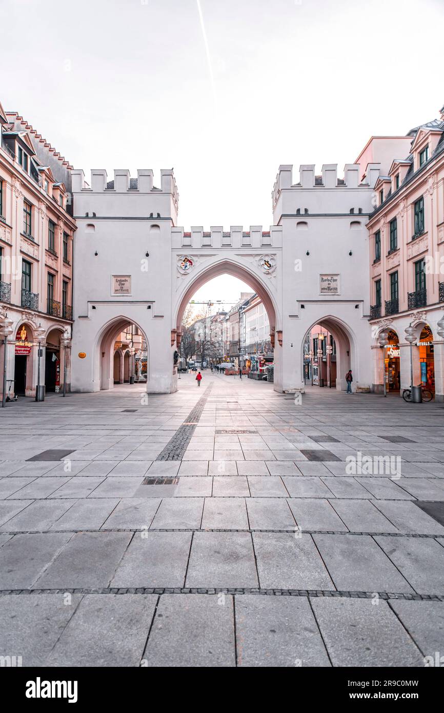 Munich, Germany - December 23, 2021: The historical Karlstor, Karl's ...