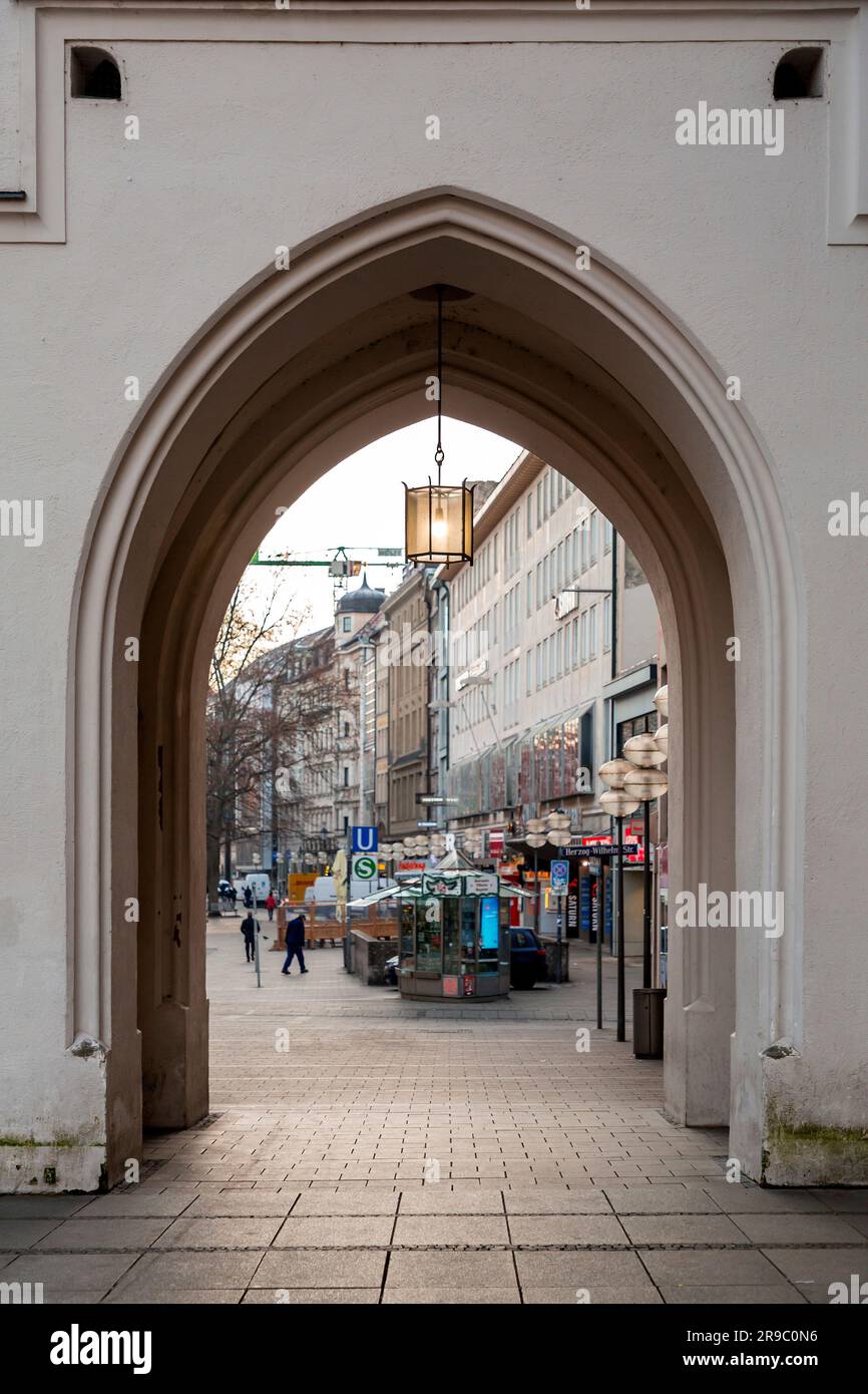 Munich, Germany - December 23, 2021: The historical Karlstor, Karl's ...
