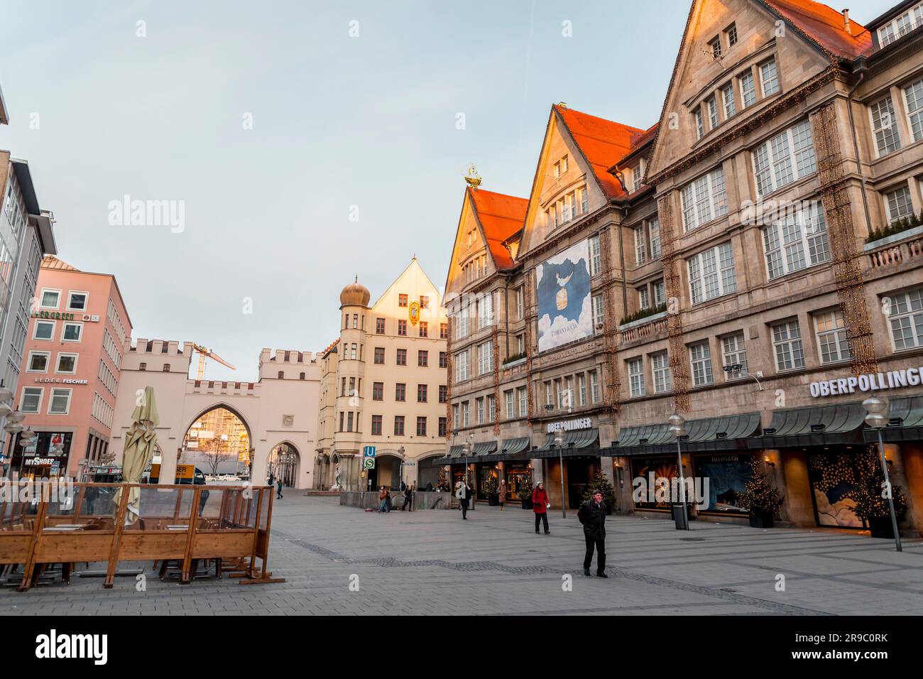 Munich, Germany - DEC 23, 2021: Buildings around Marienplatz, one of ...