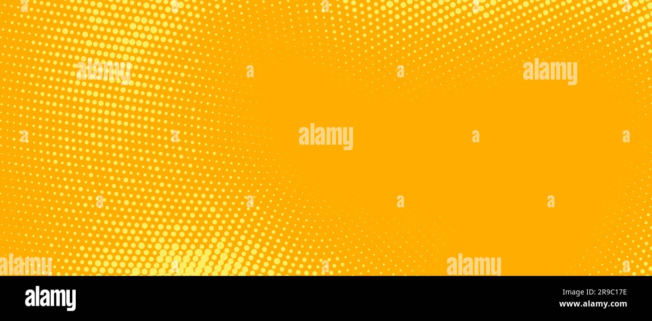 Yellow radial halftone background. Retro comic grain pixel texture ...
