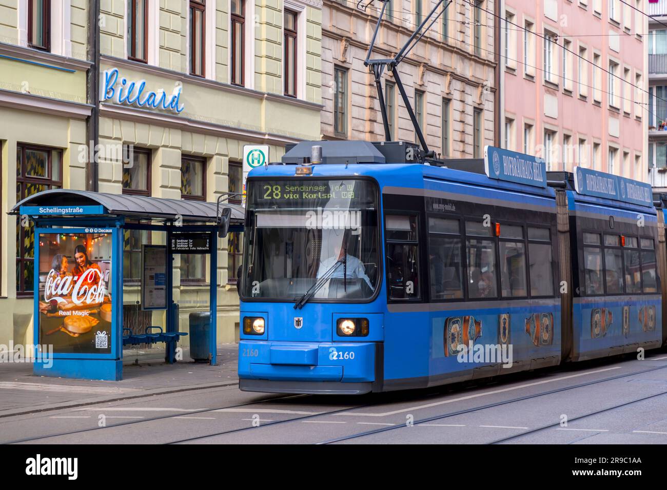 Munich, Germany - December 23, 2021: Electric light rail tram in Munich ...