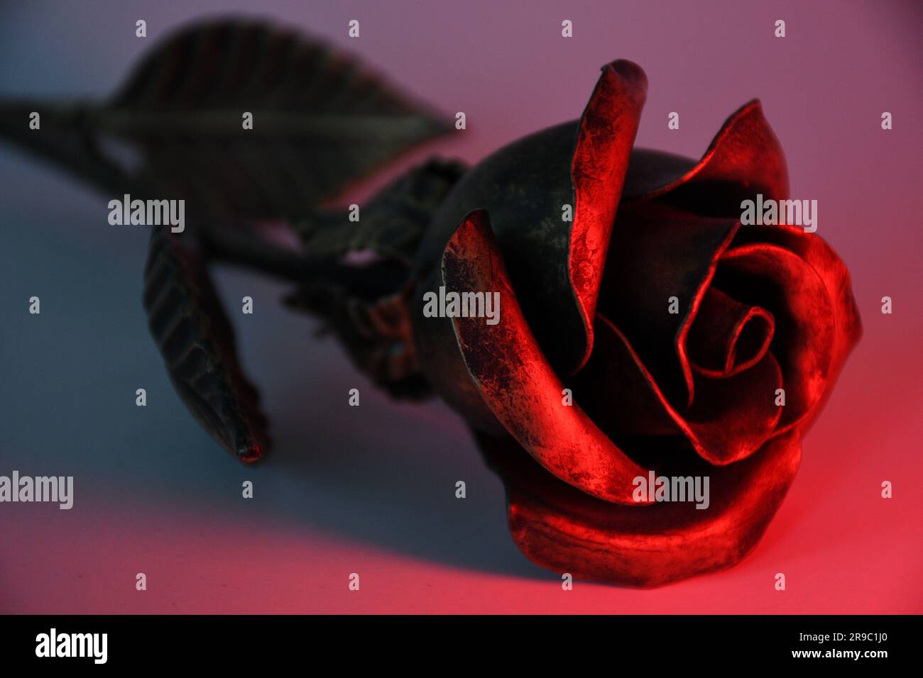 Brass rose with red light Stock Photo - Alamy