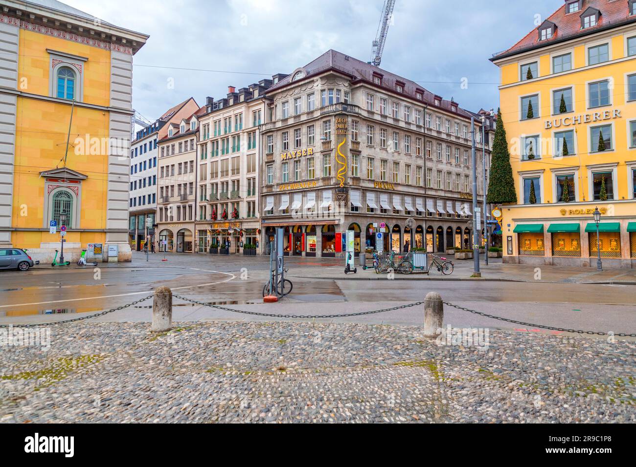 Munich, Germany - DEC 25, 2021: Buildings at the Max Joseph Square in ...