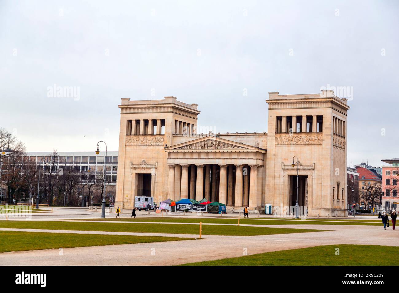 Munich, Germany - DEC 23, 2021: Königsplatz square, built in the style ...