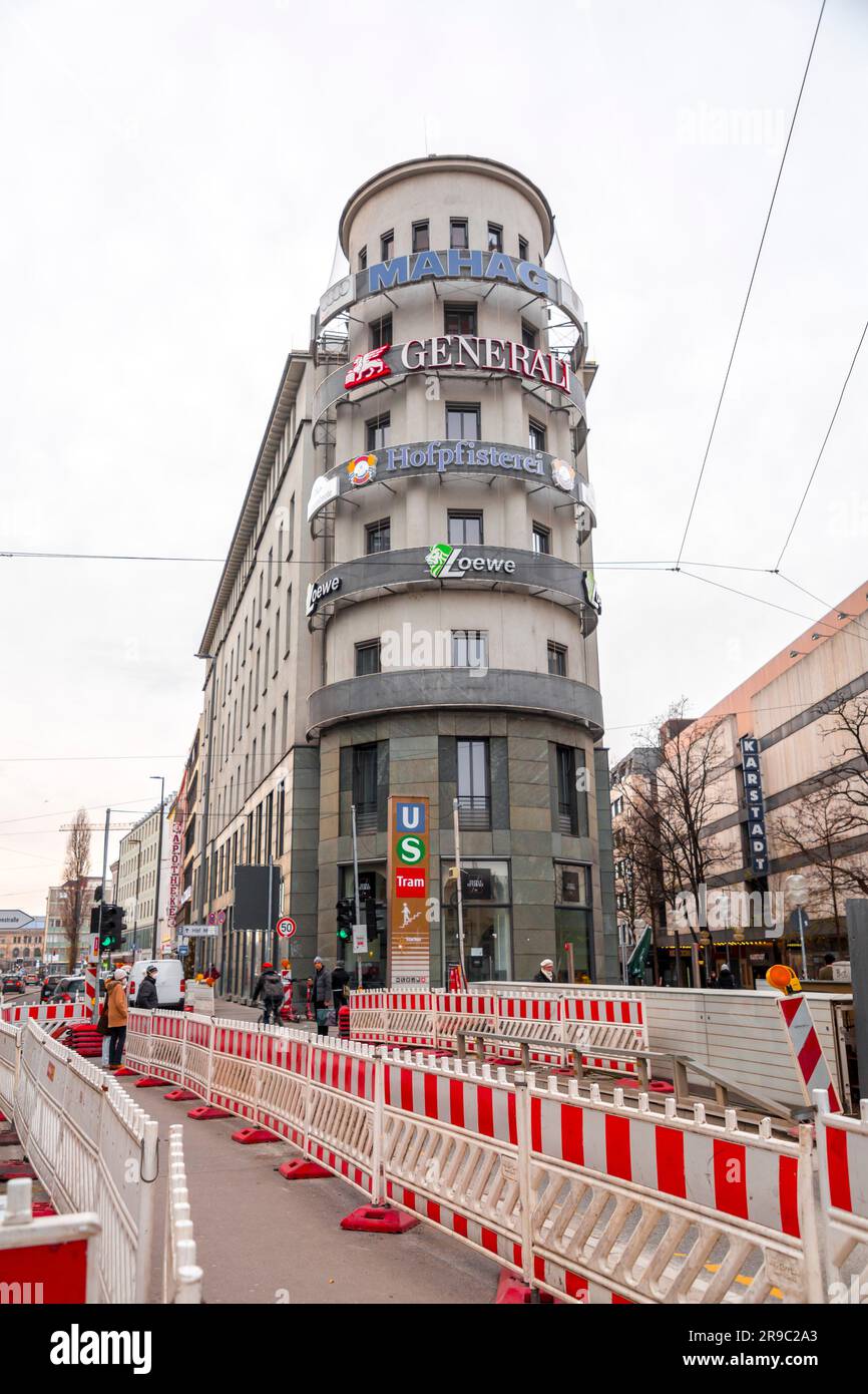 Munich, Germany - DEC 23, 2021: Street view and buildings on ...