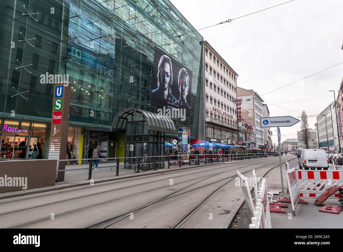 Munich, Germany - DEC 23, 2021: Street view and buildings on ...