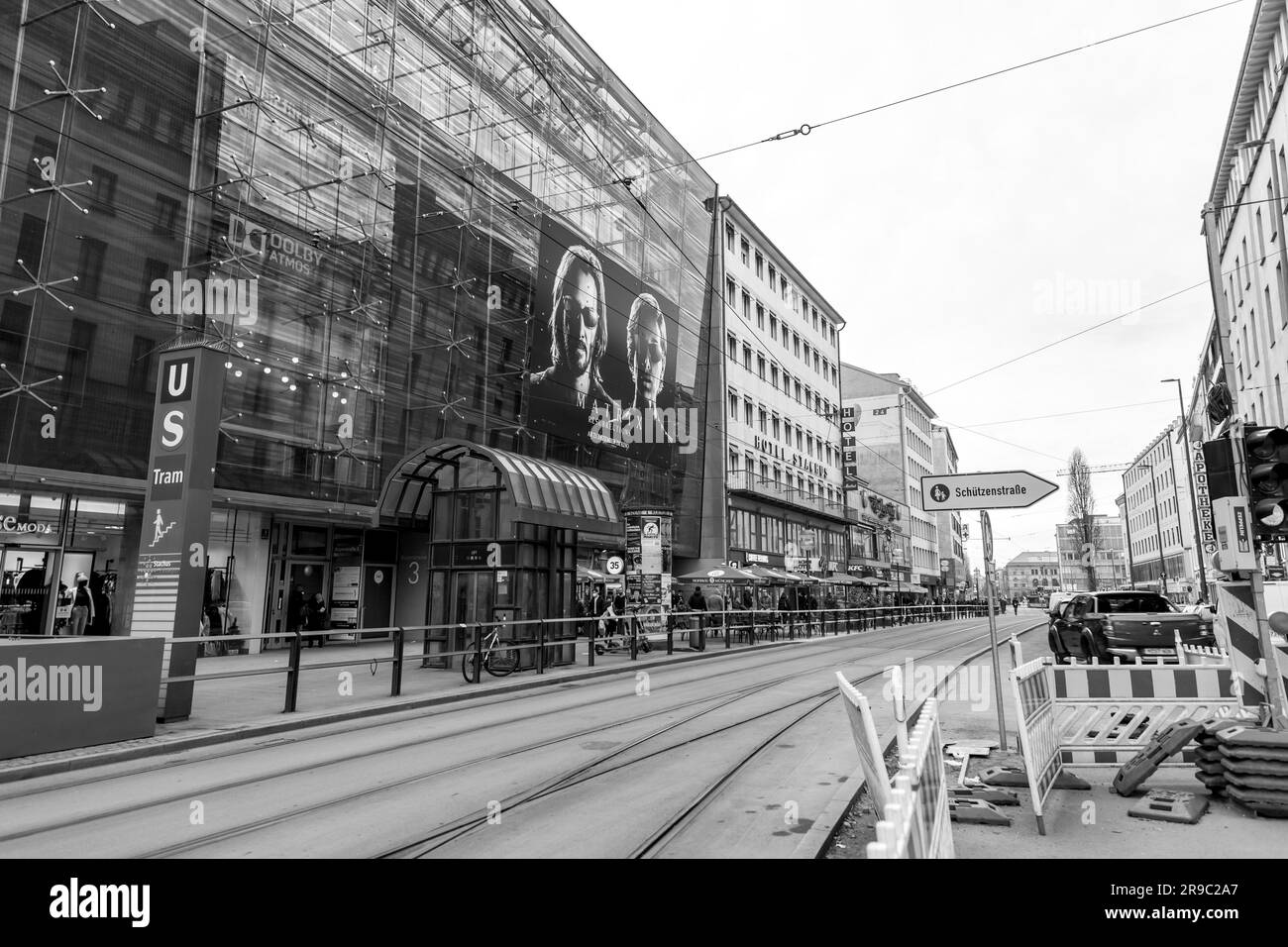 Munich, Germany - DEC 23, 2021: Street view and buildings on ...