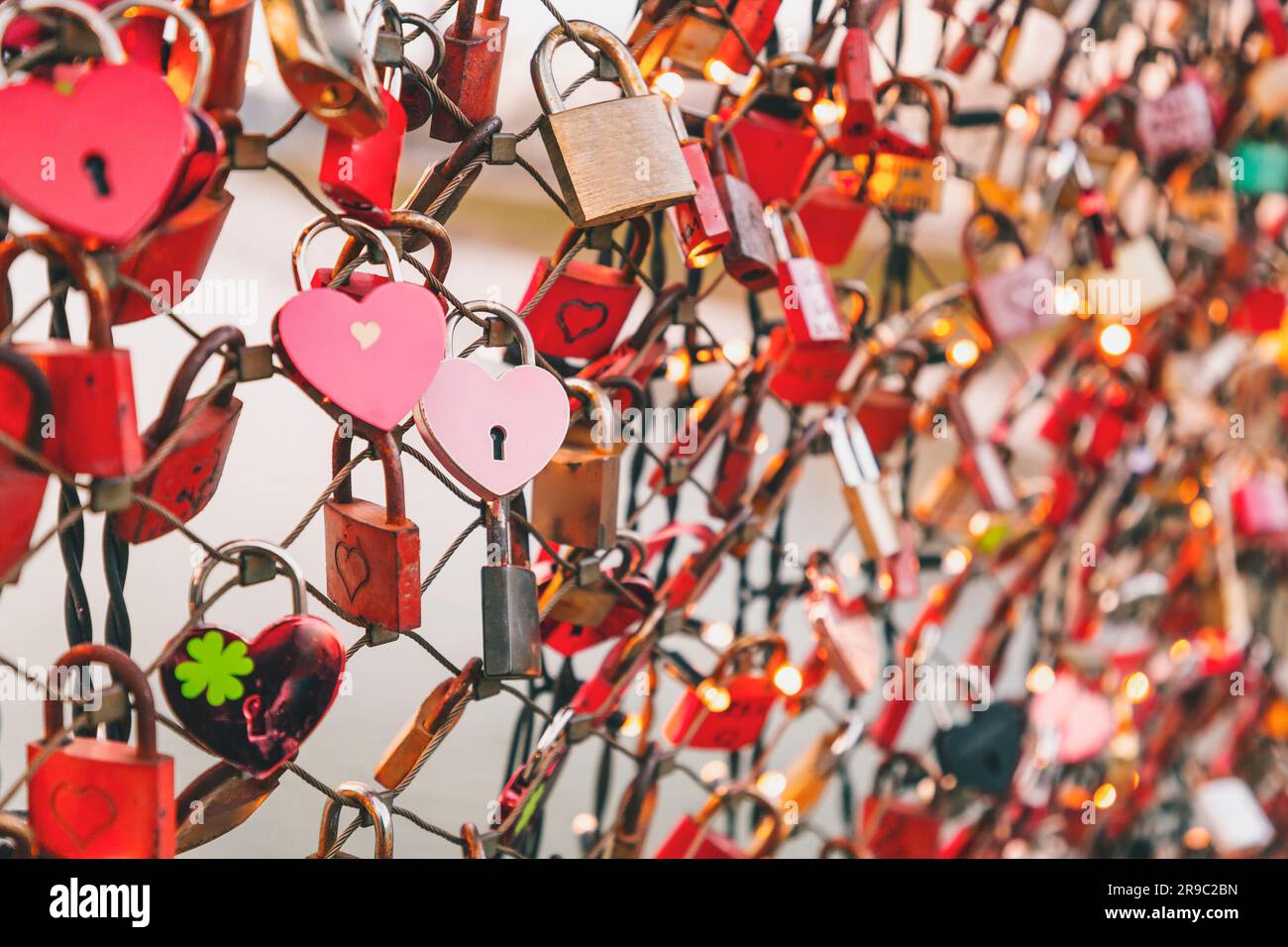 Love locks attached on Makartsteg Bridge (Love Locks Bridge) over the ...