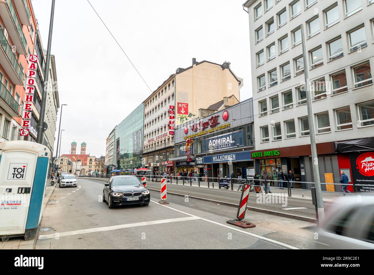 Munich, Germany - DEC 23, 2021: Street view and buildings on ...