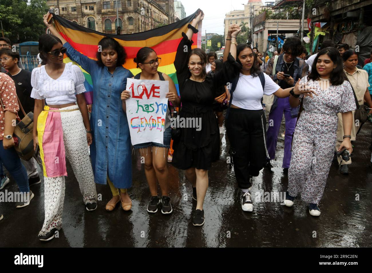 Non Exclusive: June 25, 2023,Kolkata, India: Members and supporters of ...