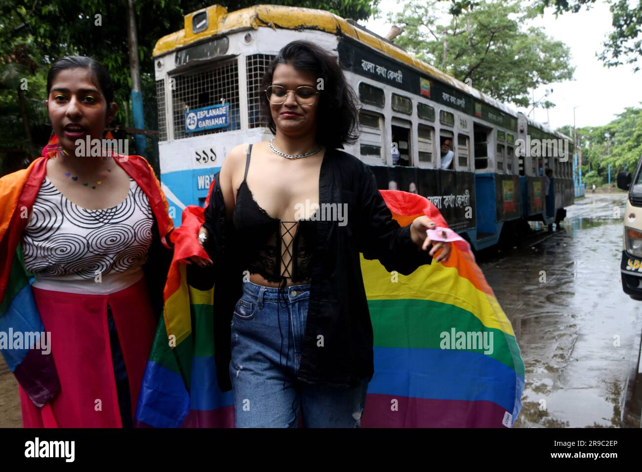 Non Exclusive: June 25, 2023,Kolkata, India: Members and supporters of ...
