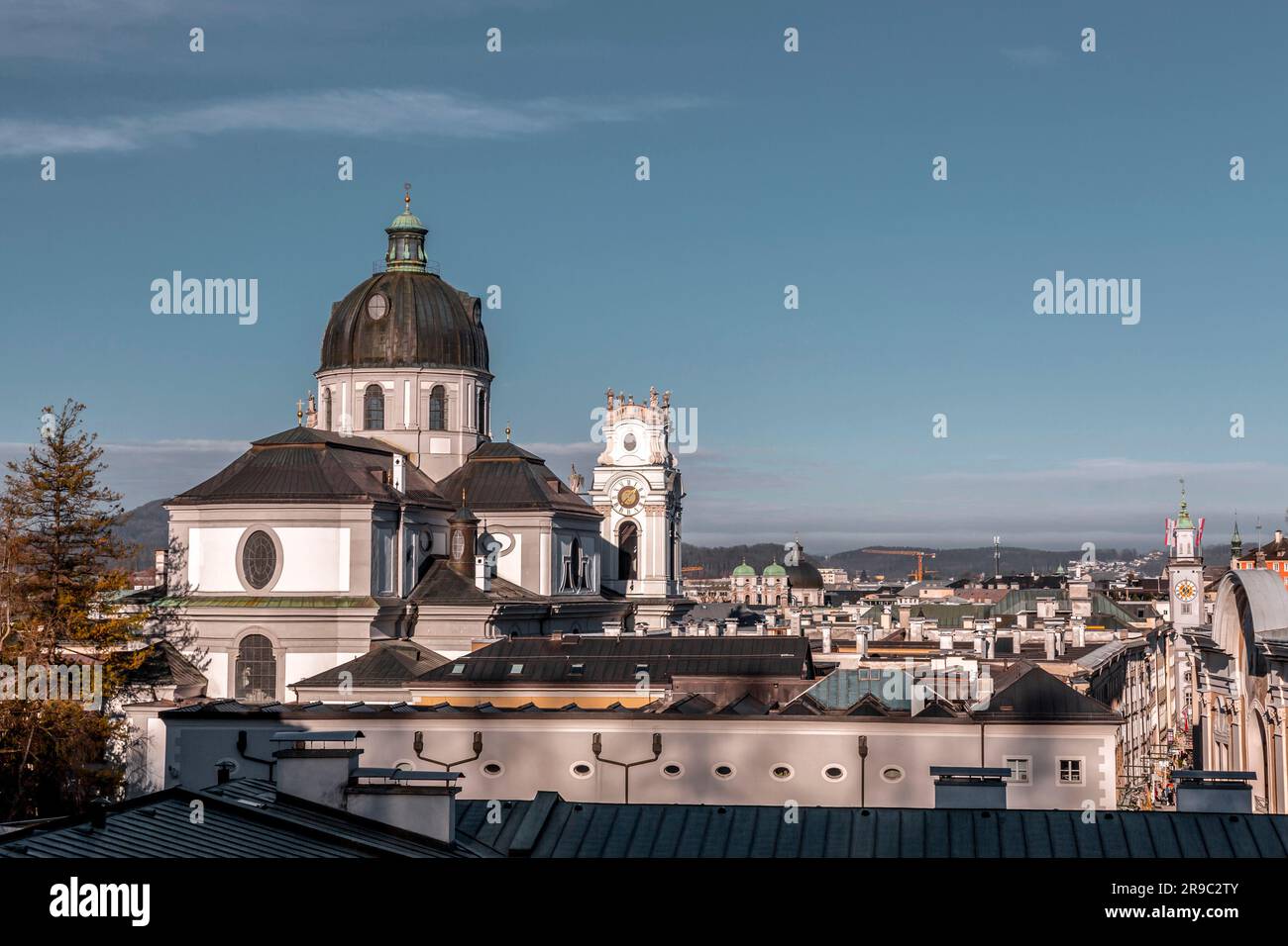 Cityscape view of Salzburg city from above, the capital of Salzburg ...
