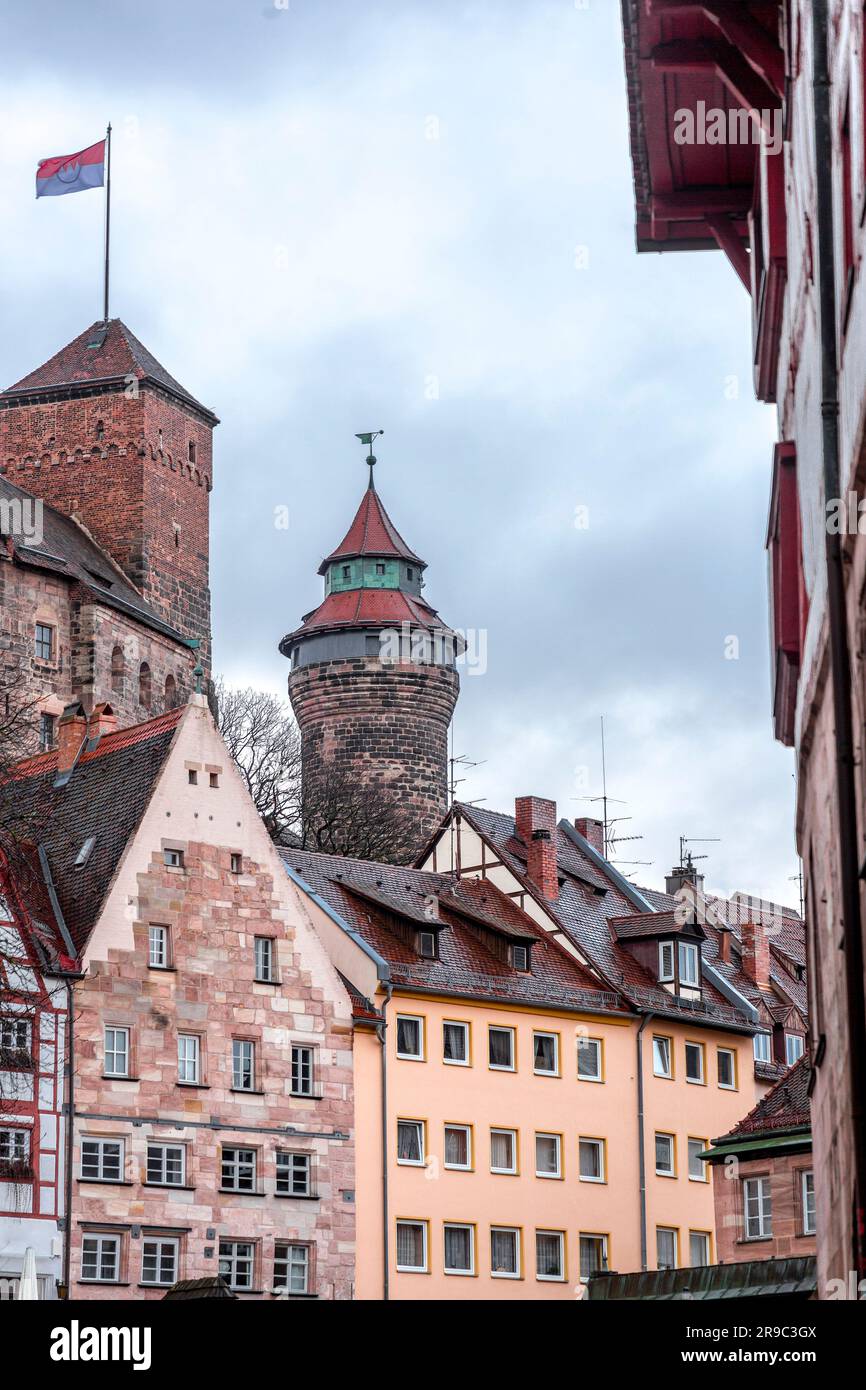 The iconic Sinwell Tower, part of the Kaiserburg, the royal ...