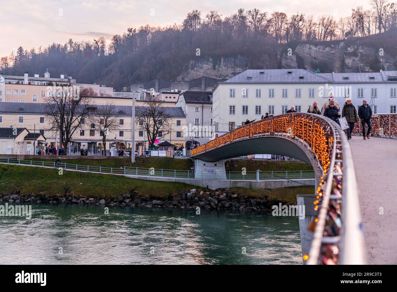 Salzburg, Austria - December 27, 2021: Makartsteg Bridge (Love Locks ...