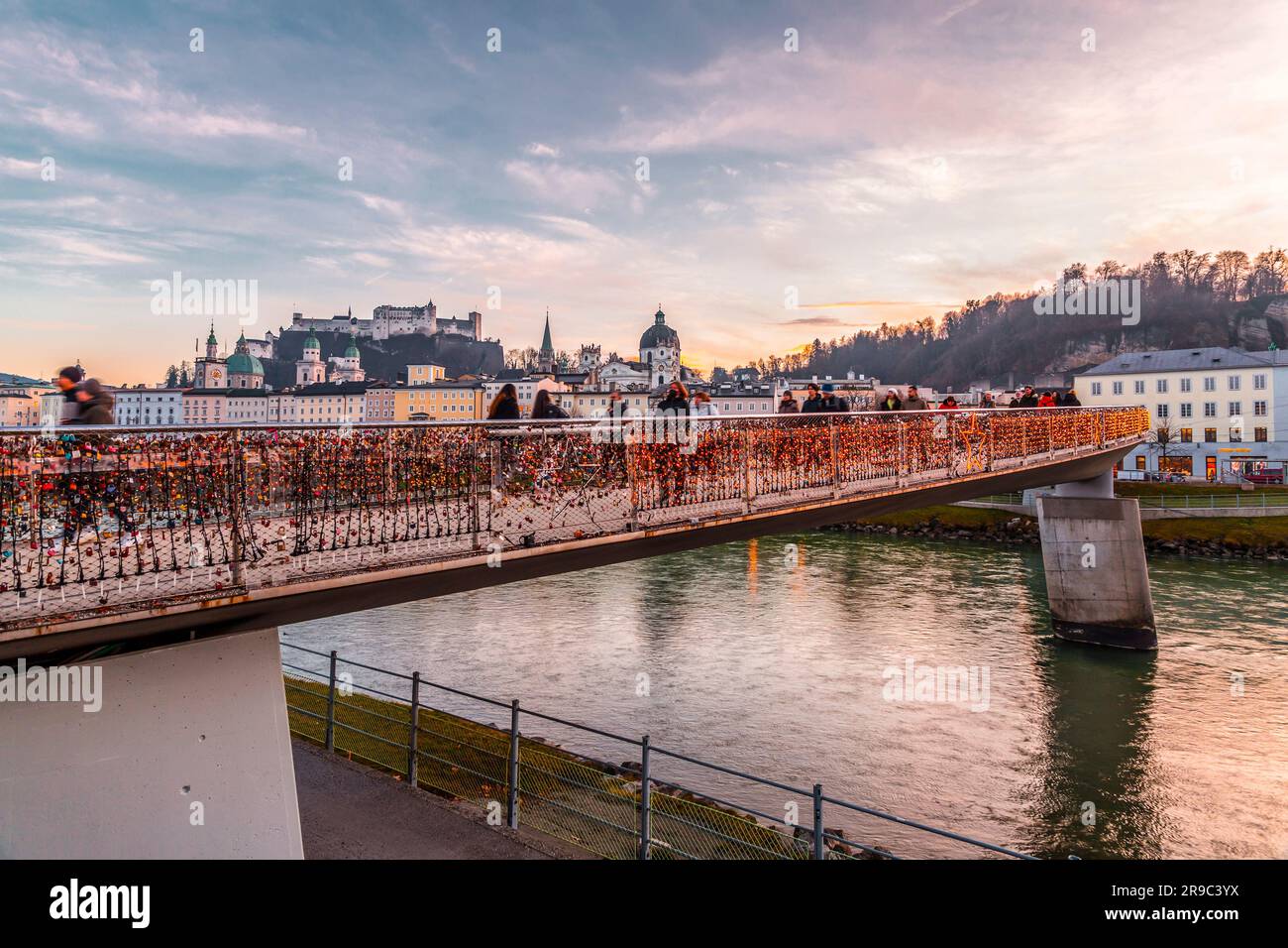 Salzburg, Austria - December 27, 2021: Makartsteg Bridge (Love Locks ...