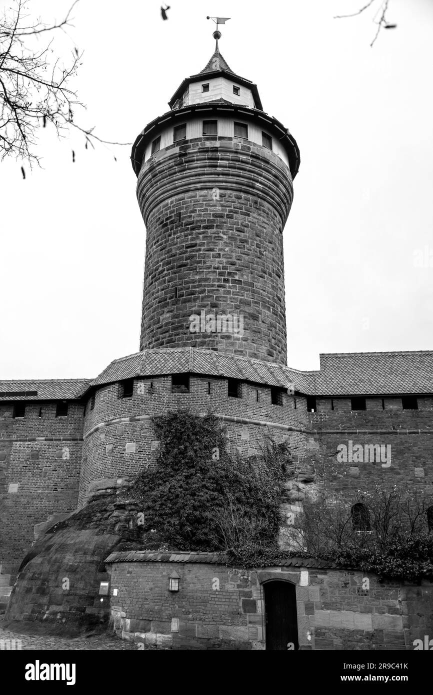 The iconic Sinwell Tower, part of the Kaiserburg, the royal ...