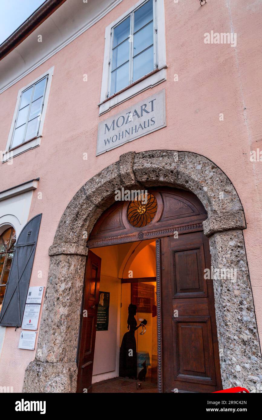 Salzburg, Austria - DEC 27, 2021: Exterior view of Mozart Wohnhaus, the ...