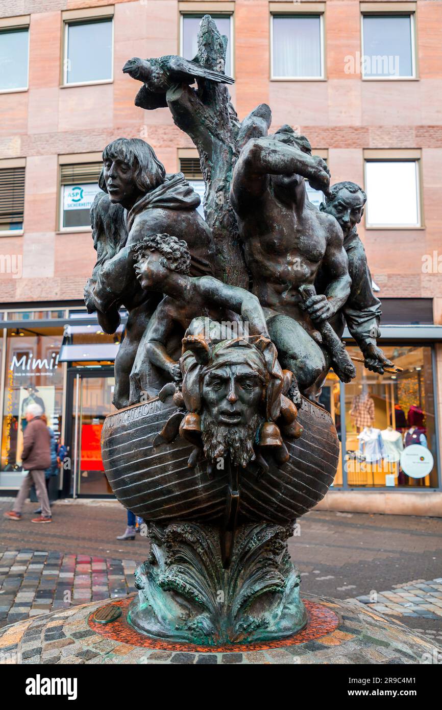 Nuremberg, Germany - DEC 28, 2021: Sculpture named Ship of Fools by ...