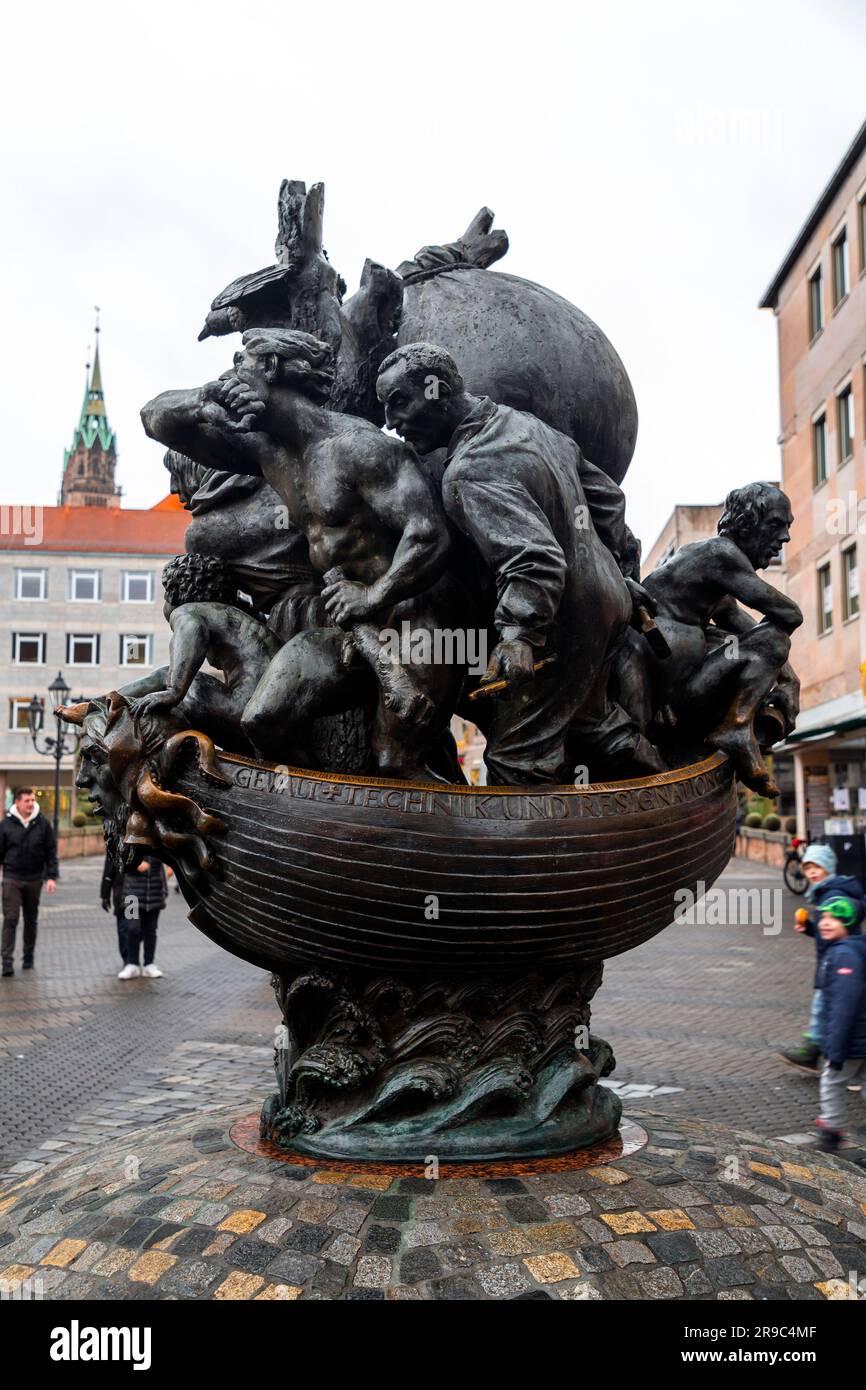 Nuremberg, Germany - DEC 28, 2021: Sculpture named Ship of Fools by ...