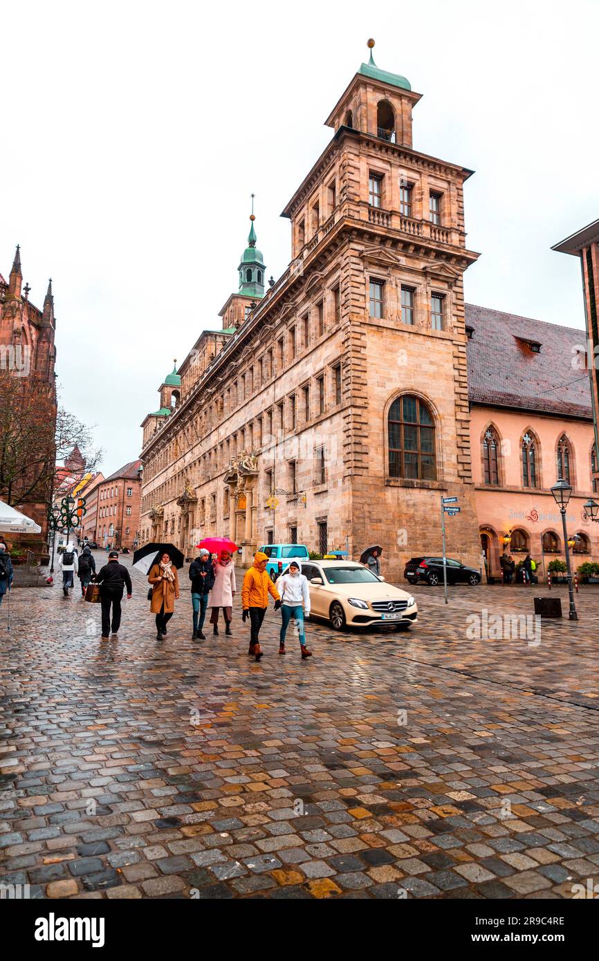 Nuremberg, Germany - December 28, 2021: Generic architecture and street ...