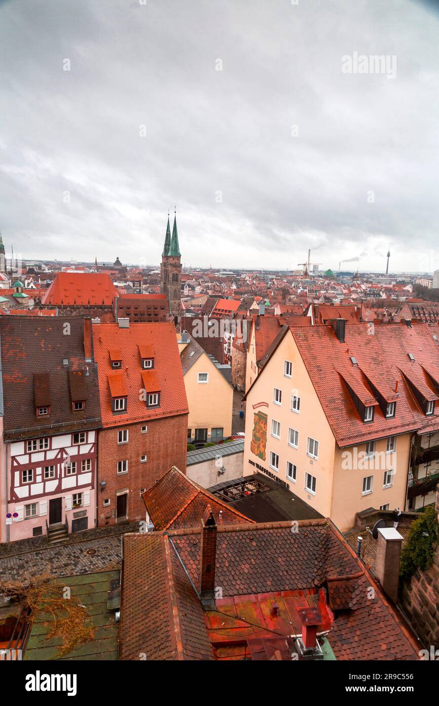 Nuremberg, Germany - DEC 28, 2021: Aerial view of the Bavarian city of ...