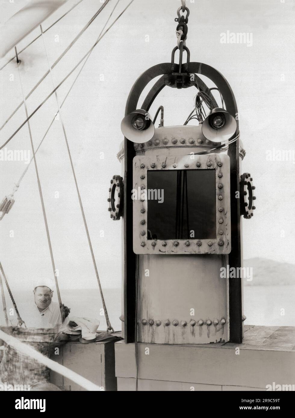 United States: c. 1928 A deep sea diving bell on a ship Stock Photo - Alamy