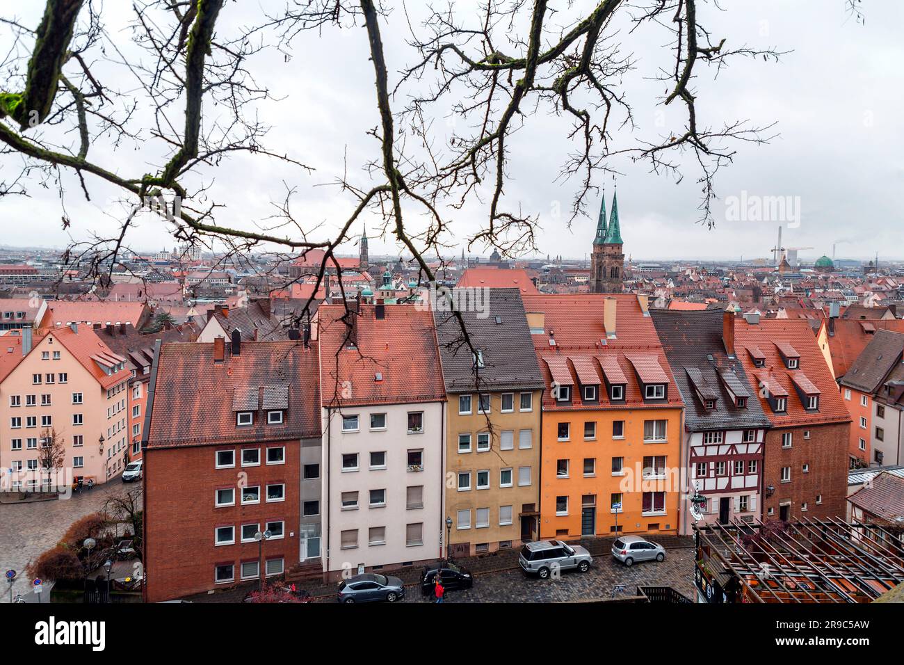 Nuremberg, Germany - DEC 28, 2021: Aerial view of the Bavarian city of ...