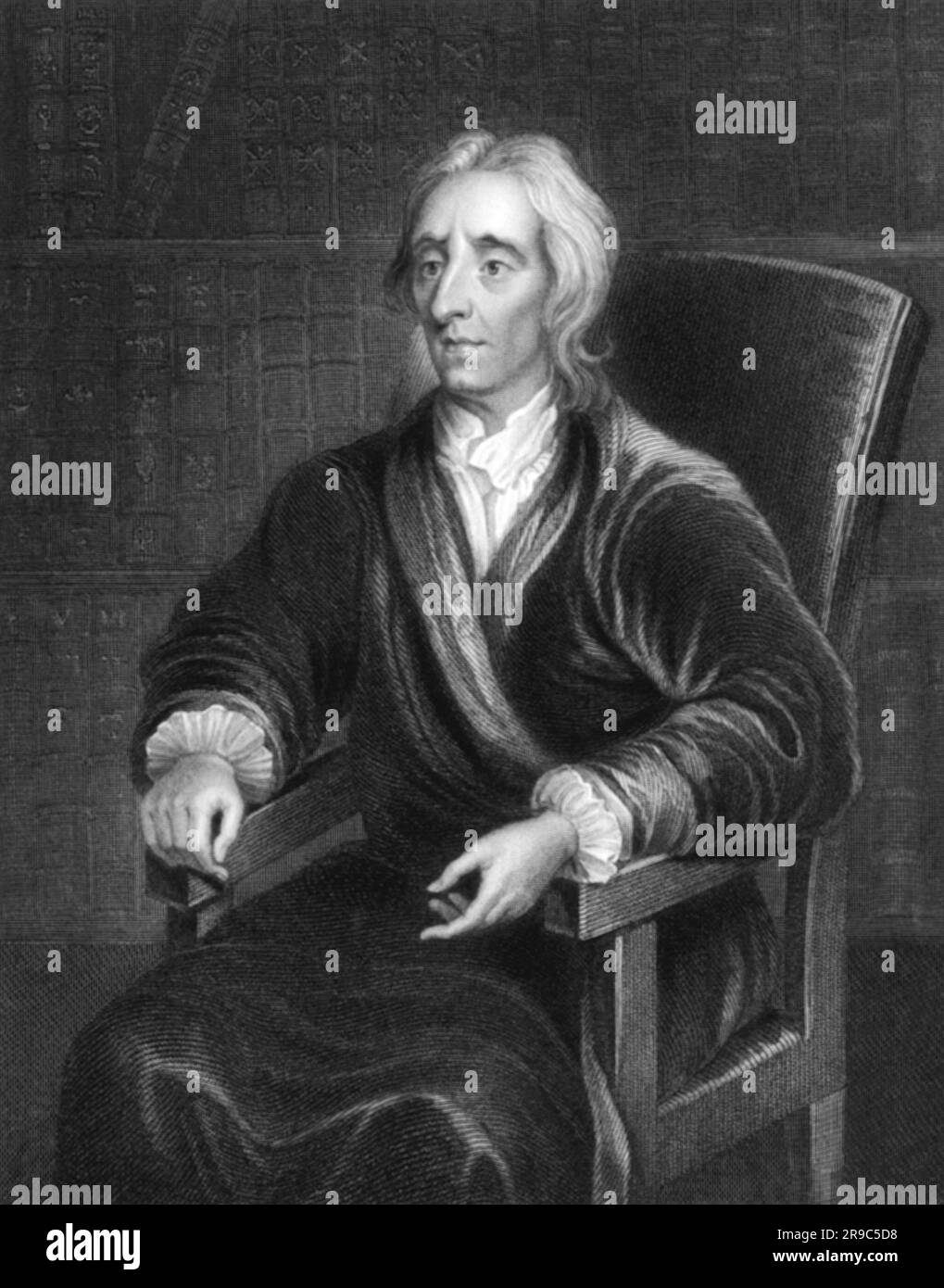 England: c. 1700 An engraving of noted English philosopher John Locke ...