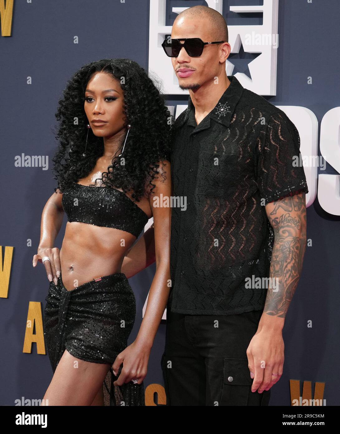 Los Angeles, USA. 25th June, 2023. (L-R) Muni Long and Raysean Hairston at the 2023 BET Awards ...
