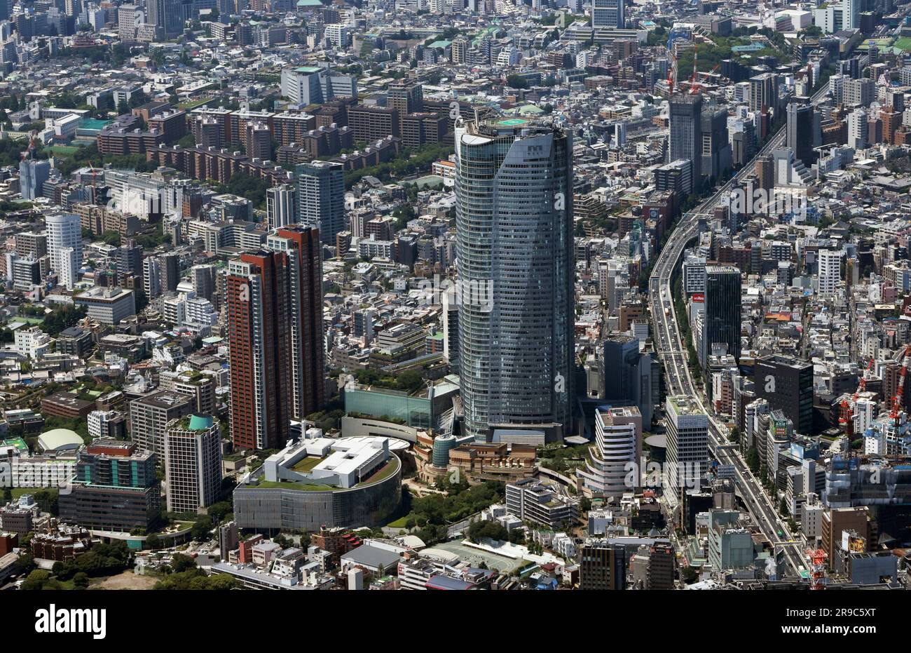 An aerial photo shows Roppongi Hills and other buildings at Roppongi ...