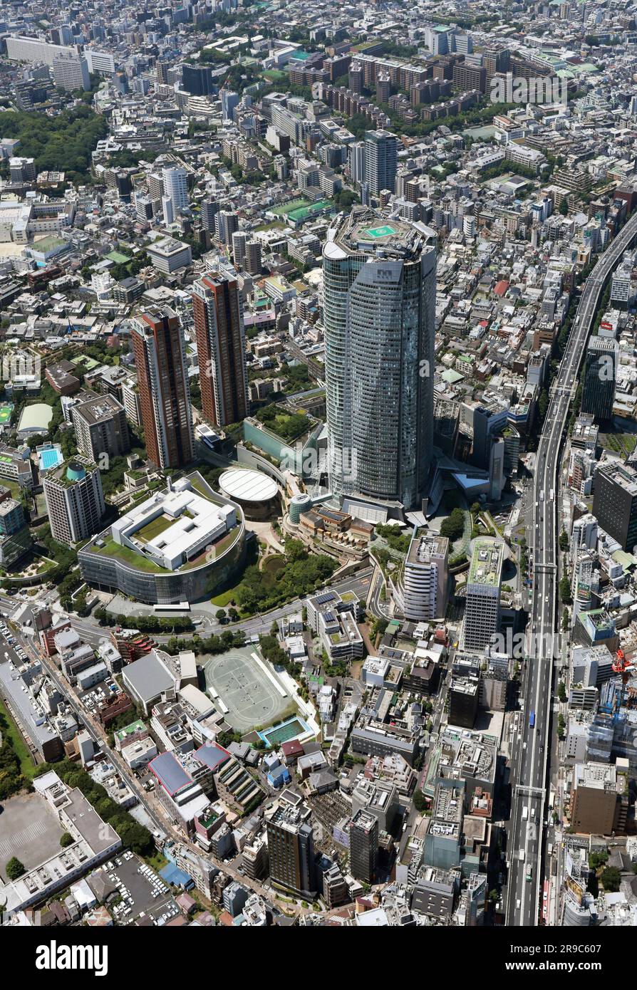An aerial photo shows Roppongi Hills and other buildings at Roppongi ...