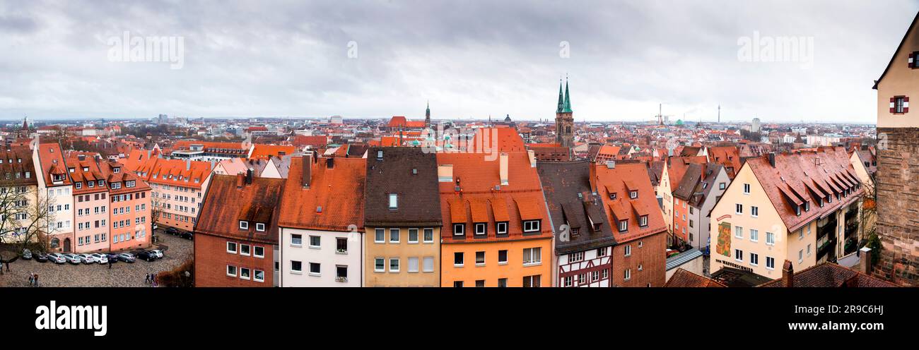 Nuremberg, Germany - DEC 28, 2021: Aerial view of the Bavarian city of ...