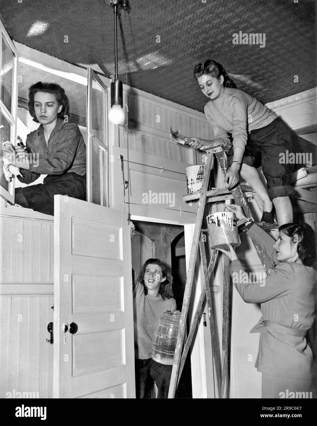 Arlington, Virginia: c. 1943. Four young women, possibly war workers at ...