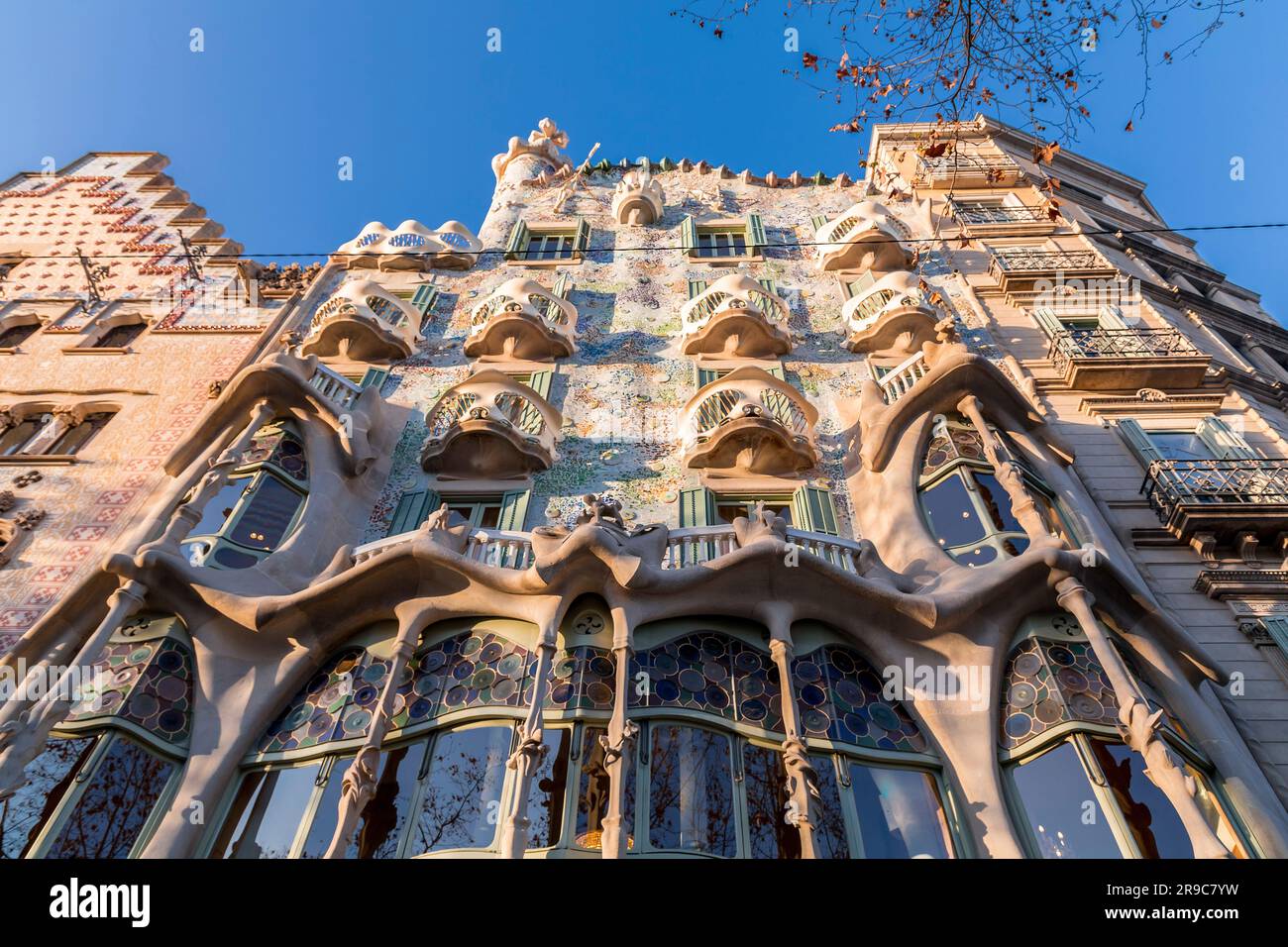 Barcelona, Spain - FEB 10, 2022: Exterior of the Casa Battlo Gaudi ...