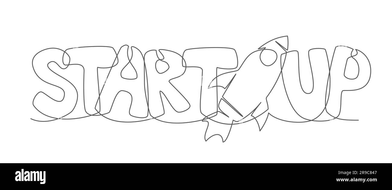 Startup One line drawing on white background Stock Vector Image & Art ...