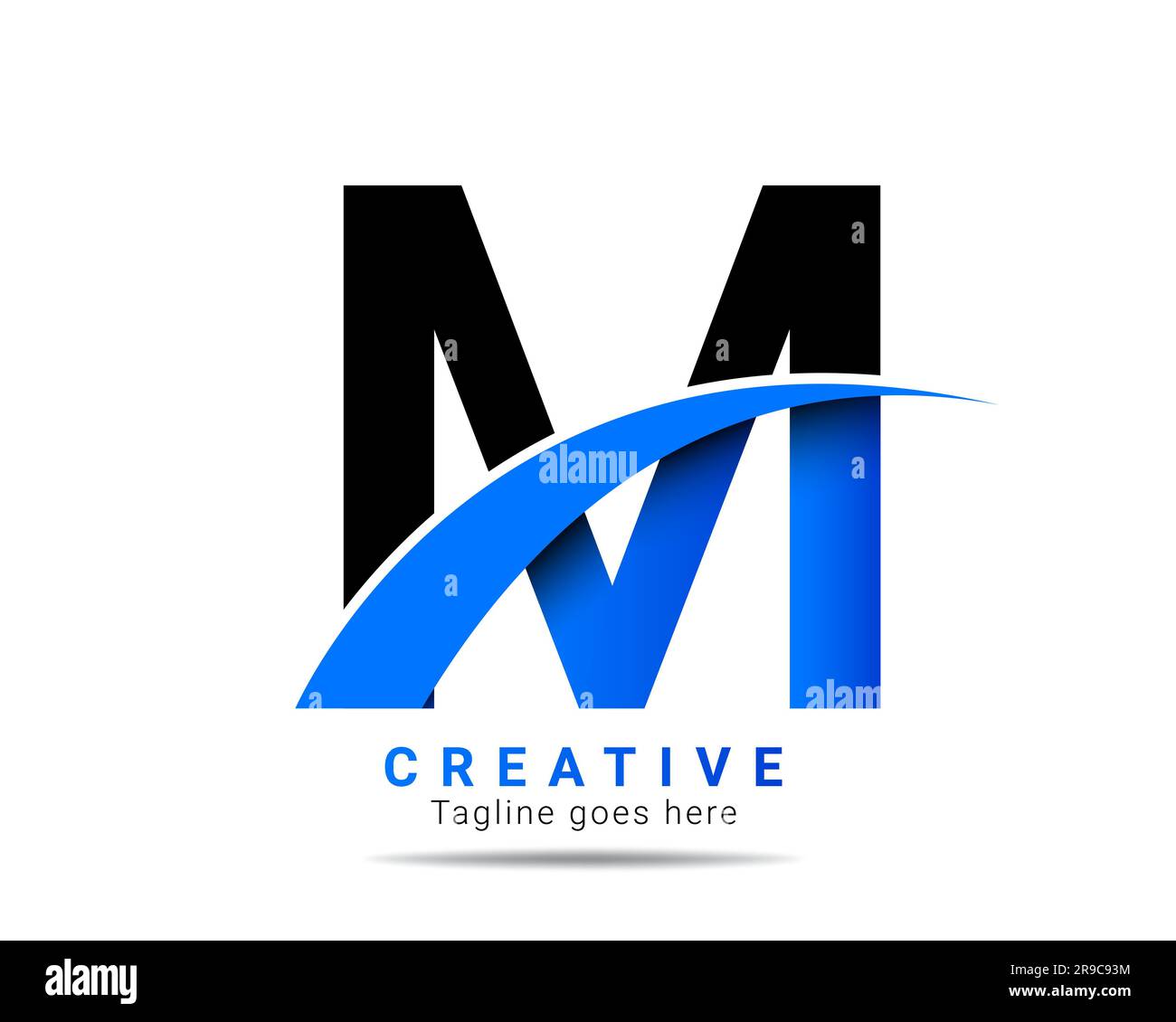 Abstract initial letter M alphabet logo with blue color. M letter logo ...