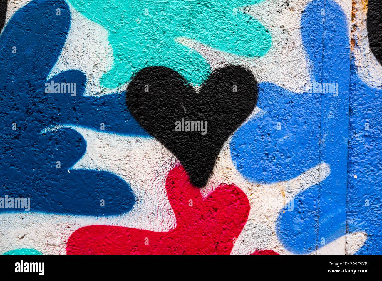 Abstract wall texture with spray paint fragment, close up texture ...