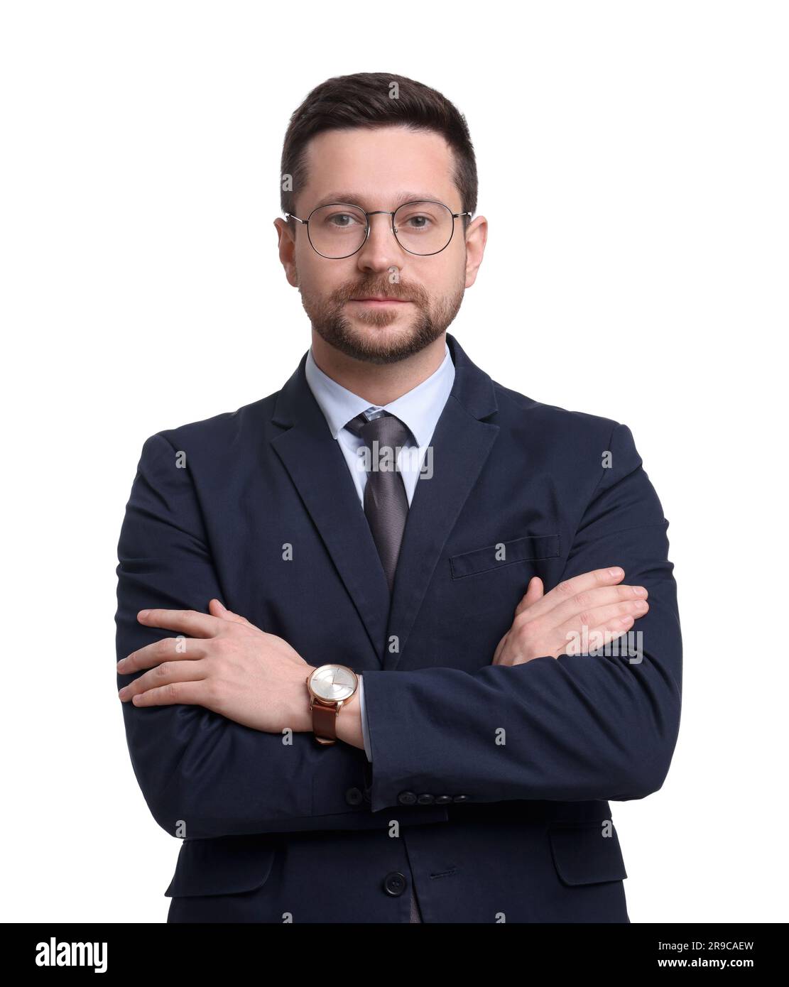 Handsome bearded businessman in suit on white background Stock Photo ...