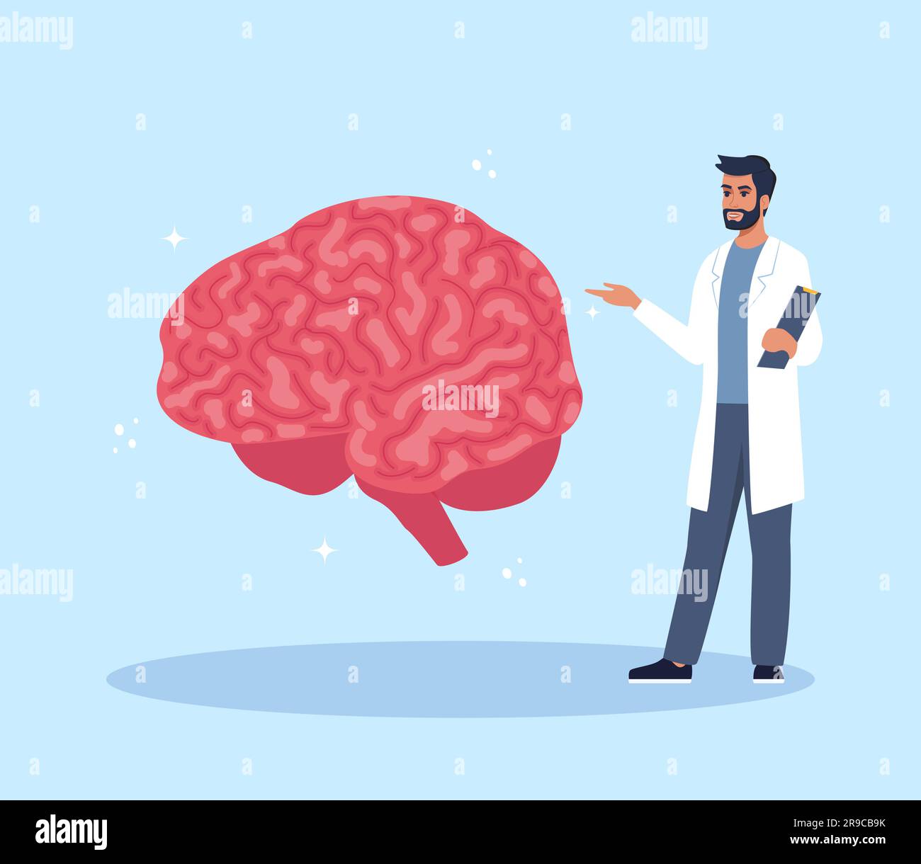 Doctor gives a training lecture about anatomy. Doctor presenting human ...