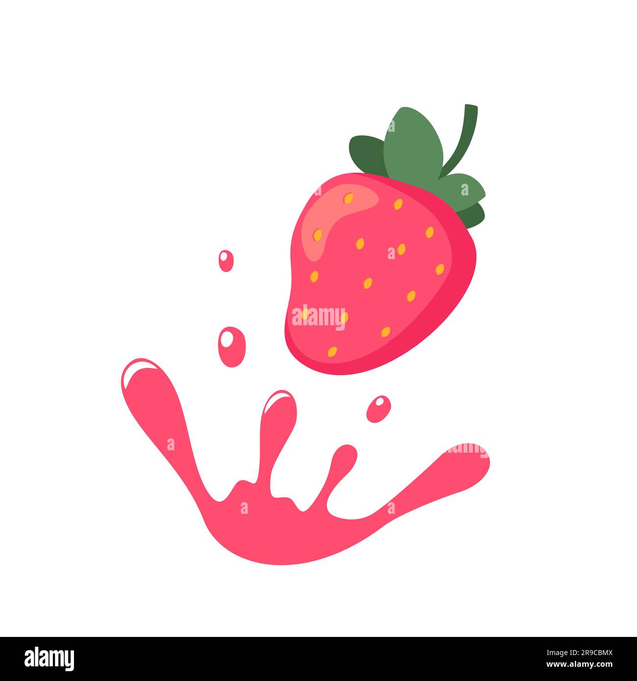 Strawberry in a splash of juice with drops, edible handmade mesh ...