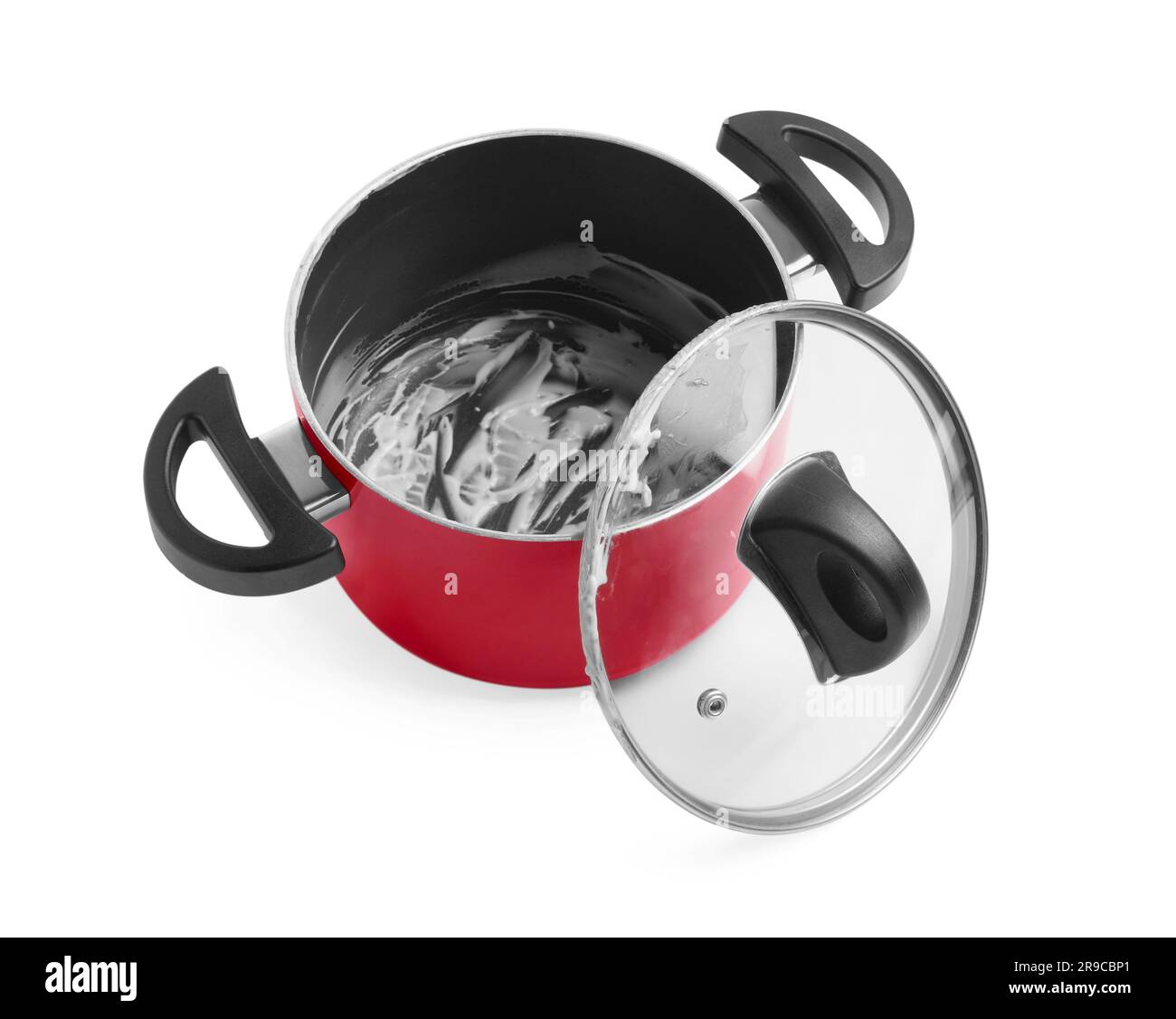 Dirty pot with lid on white background Stock Photo - Alamy