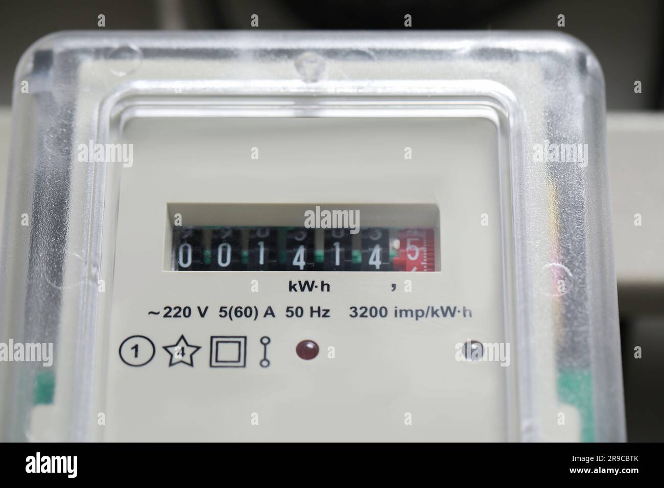 Closeup view of electric meter. Measuring device Stock Photo - Alamy