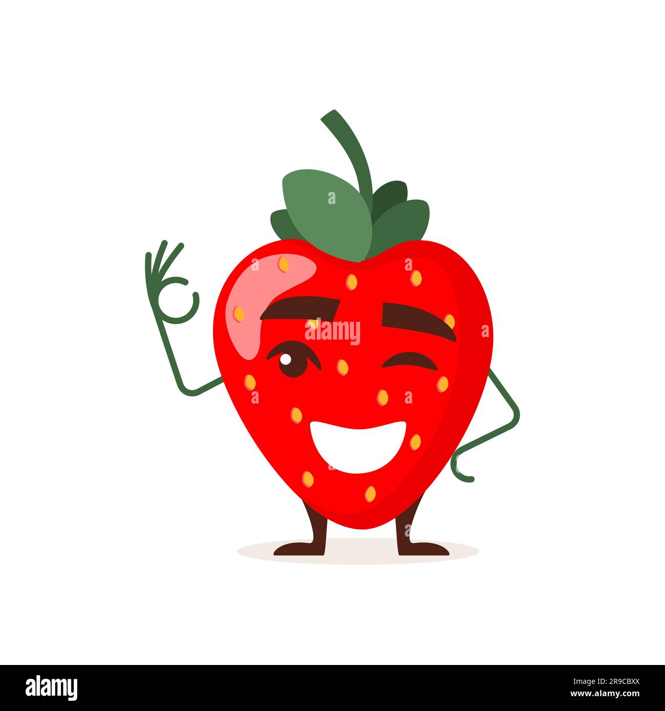 Strawberry character. Cute red funny berry. Juicy sweet cartoon ...