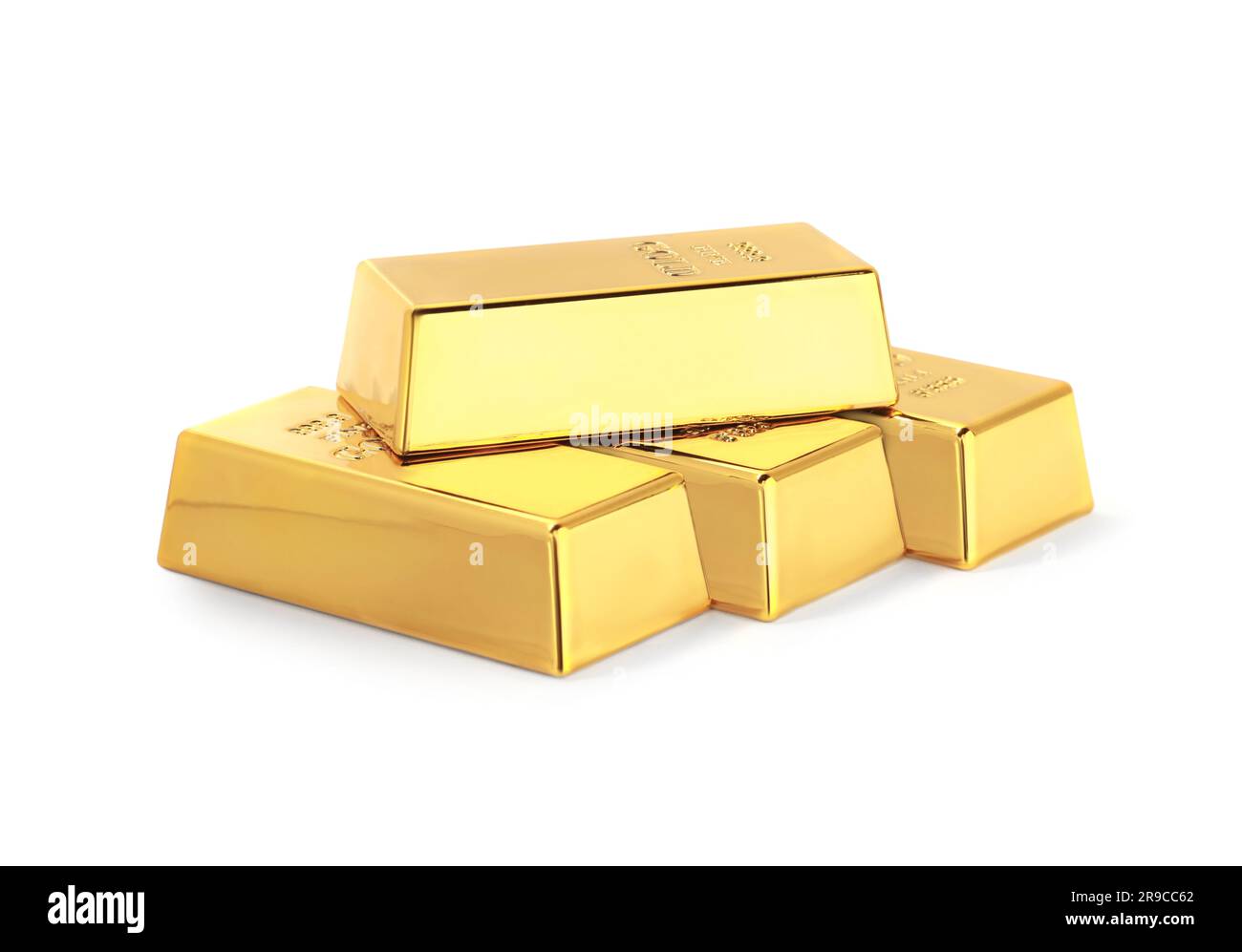 Stack of shiny gold bars isolated on white Stock Photo - Alamy