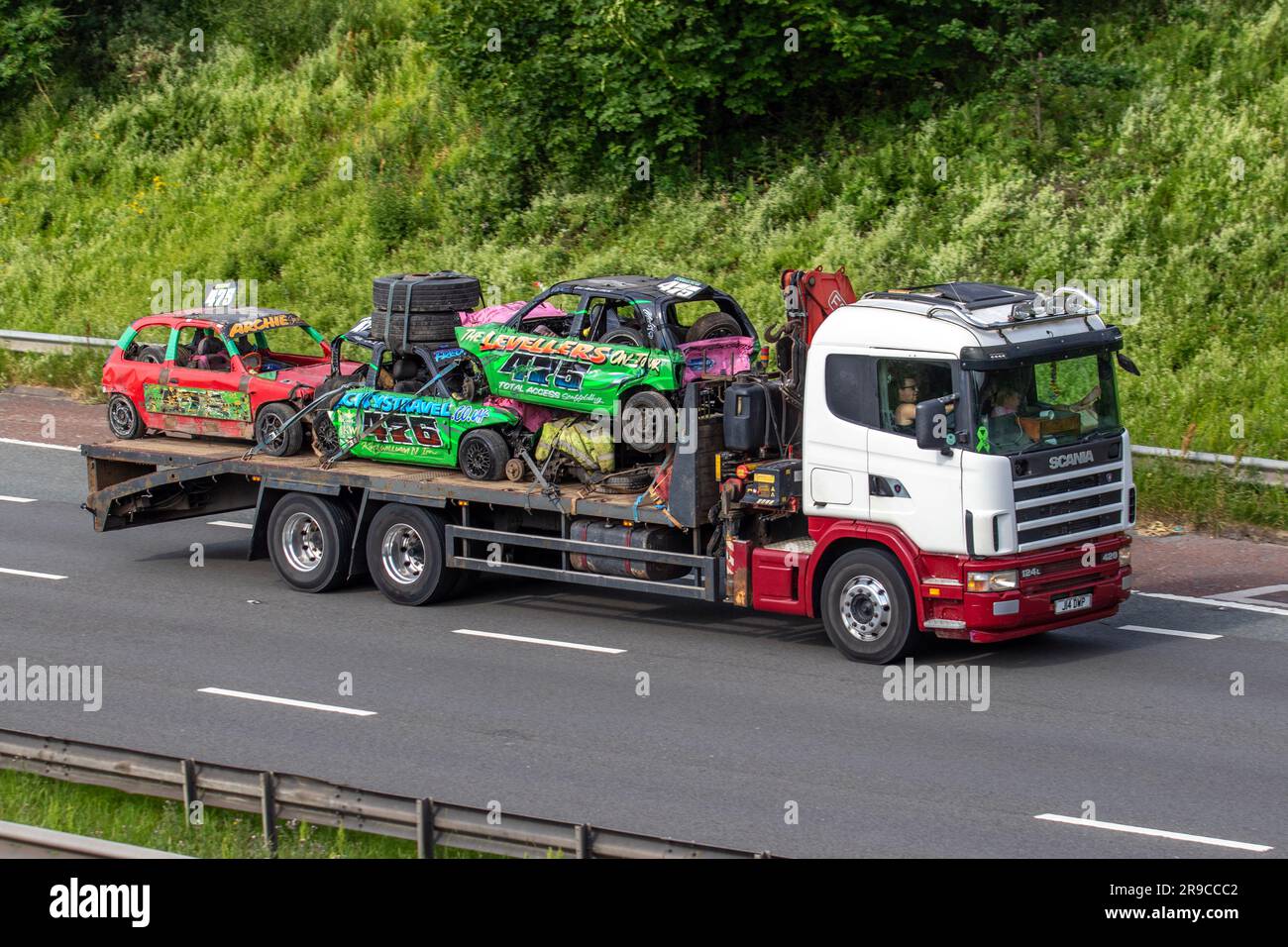 Battered old bangers, demolition destruction derby cars carried on 2003 ...