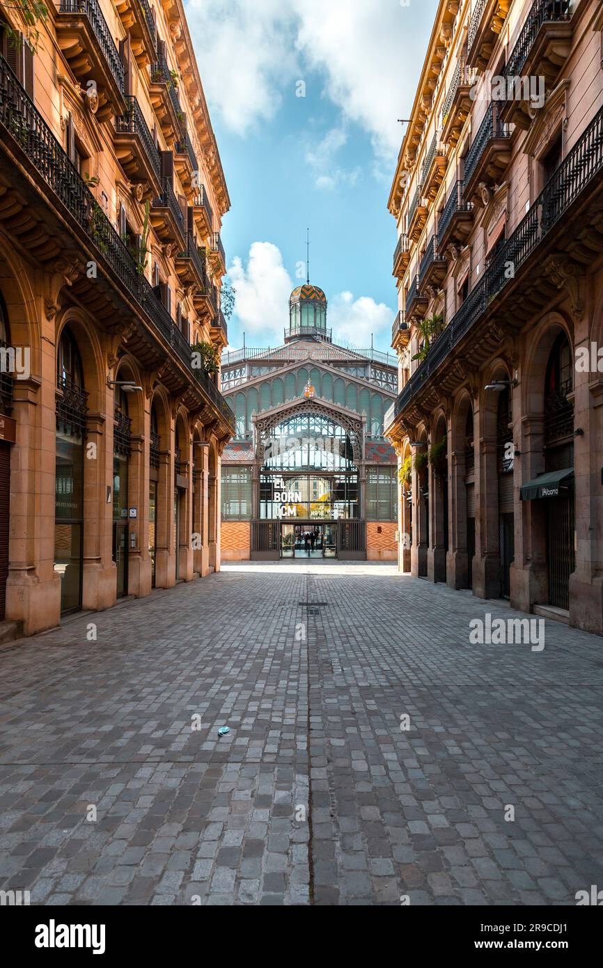 Barcelona, Spain - FEB 10, 2022: Iron building of Mercat del Born in La ...