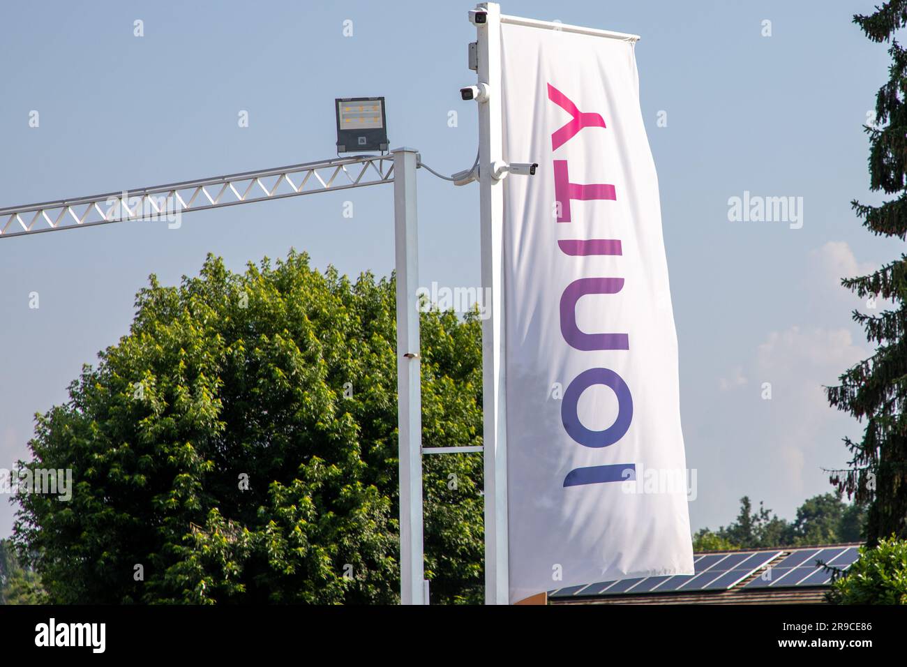 lyon, France - 06 16 2023 : IONITY High-Power Charging Units logo brand ...